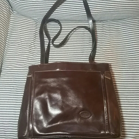 Simona Ferri | Bags | Simona Ferri Brown Leather Shoulder Bag | Poshmark